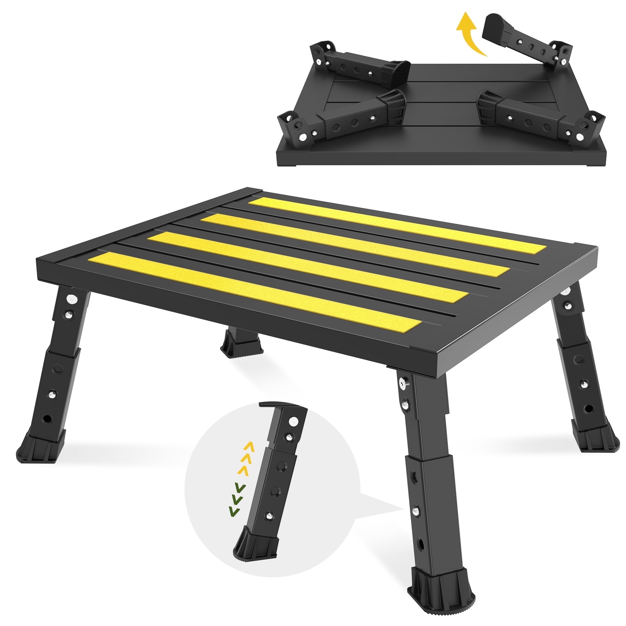 DEPSUNNY Adjustable Aluminum RV Step Stool, Foldable Legs, 3-Level ...