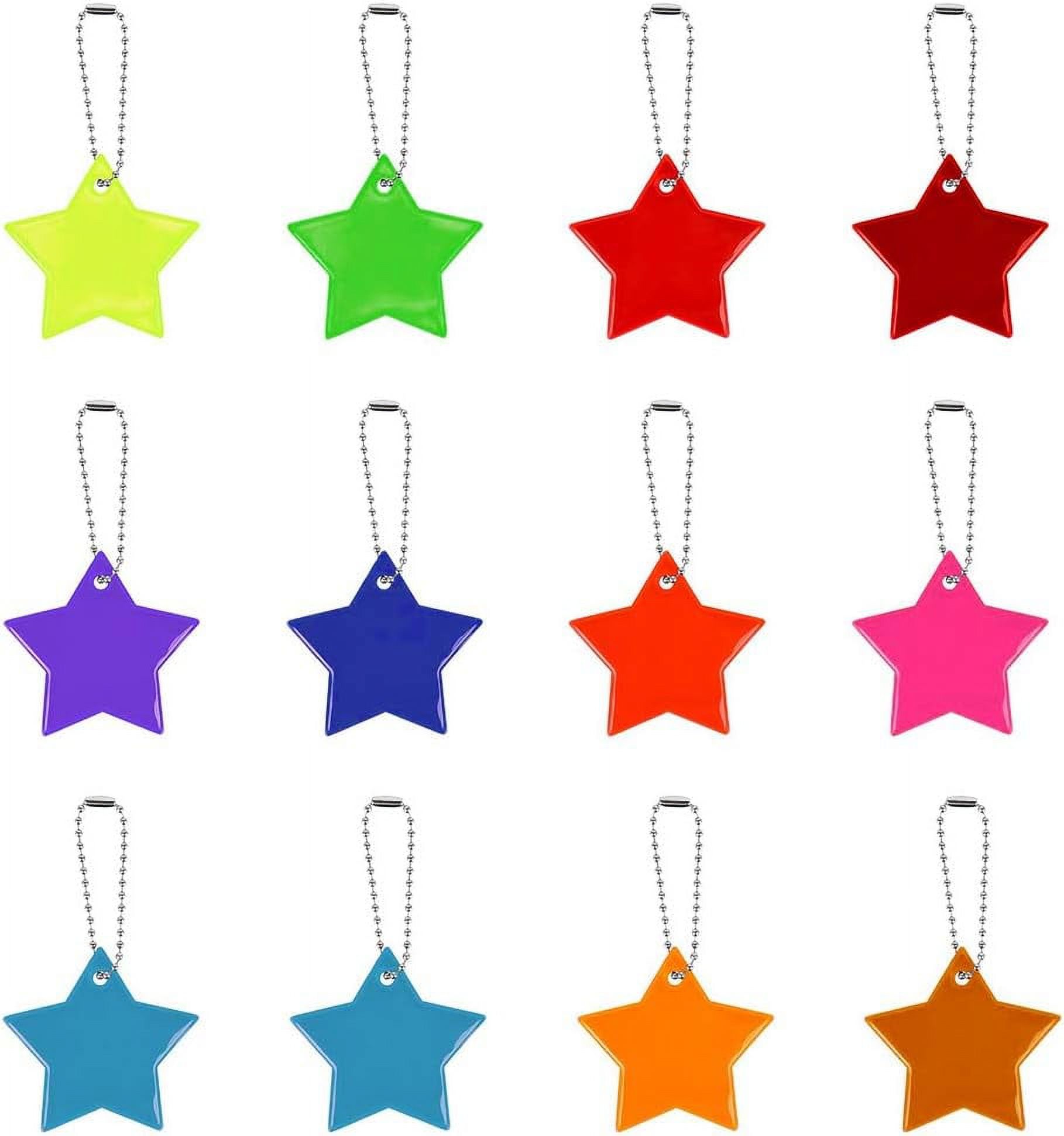 Safety Reflector Pendants, 12Pcs High Visibility Star Safety Reflector ...
