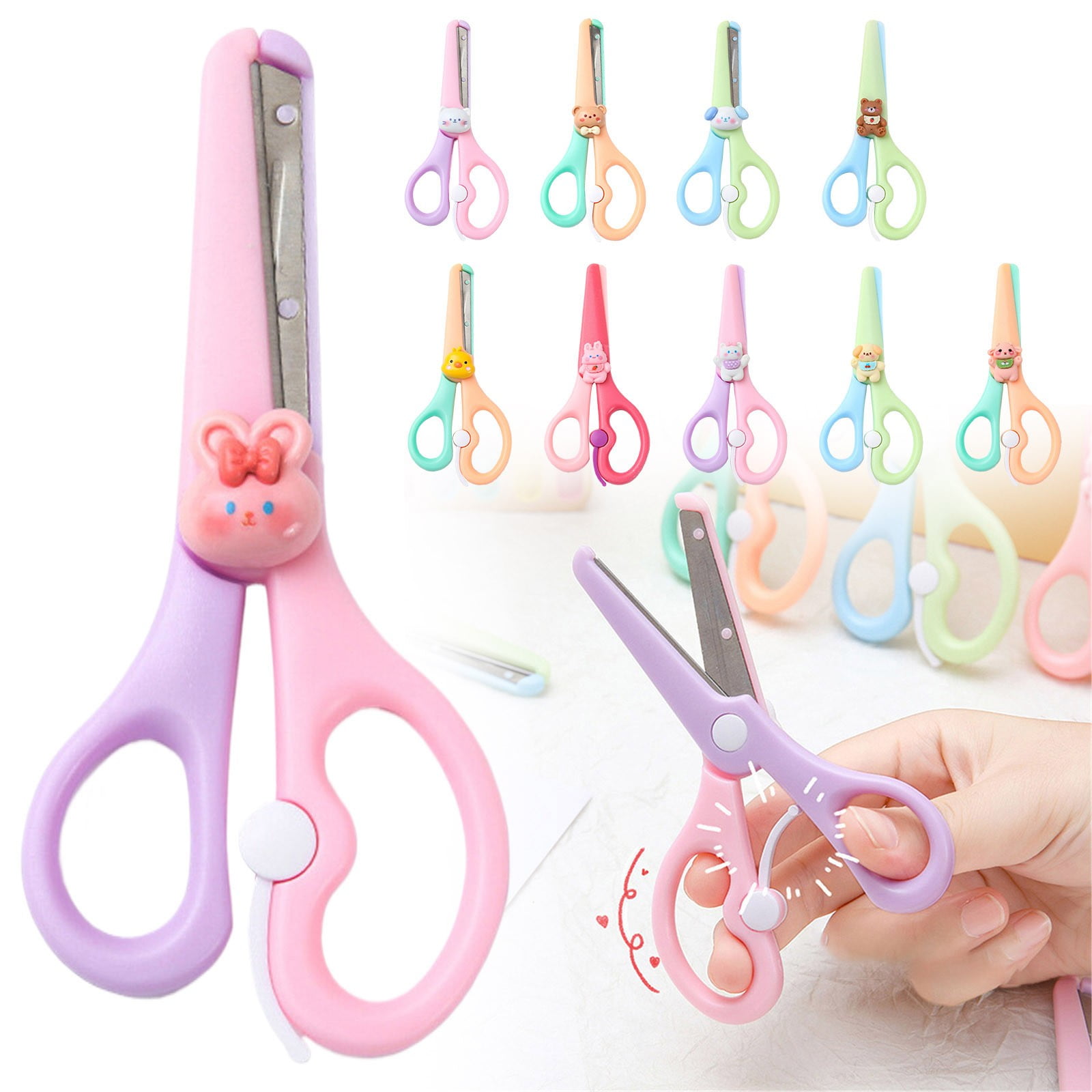 Safety Scissors Bunny Left Handed Scissor with Cap Blunt Tip Home Use ...