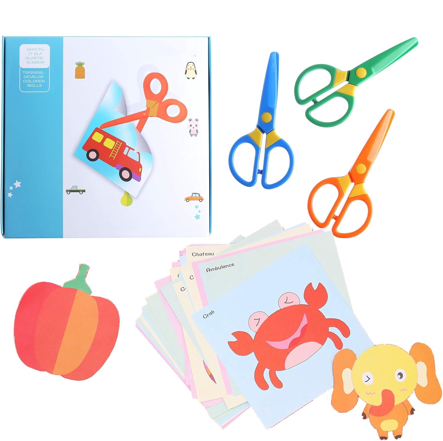 Safety Scissors Kit - Training Scissors & Craft Paper | Ergonomic Blunt ...
