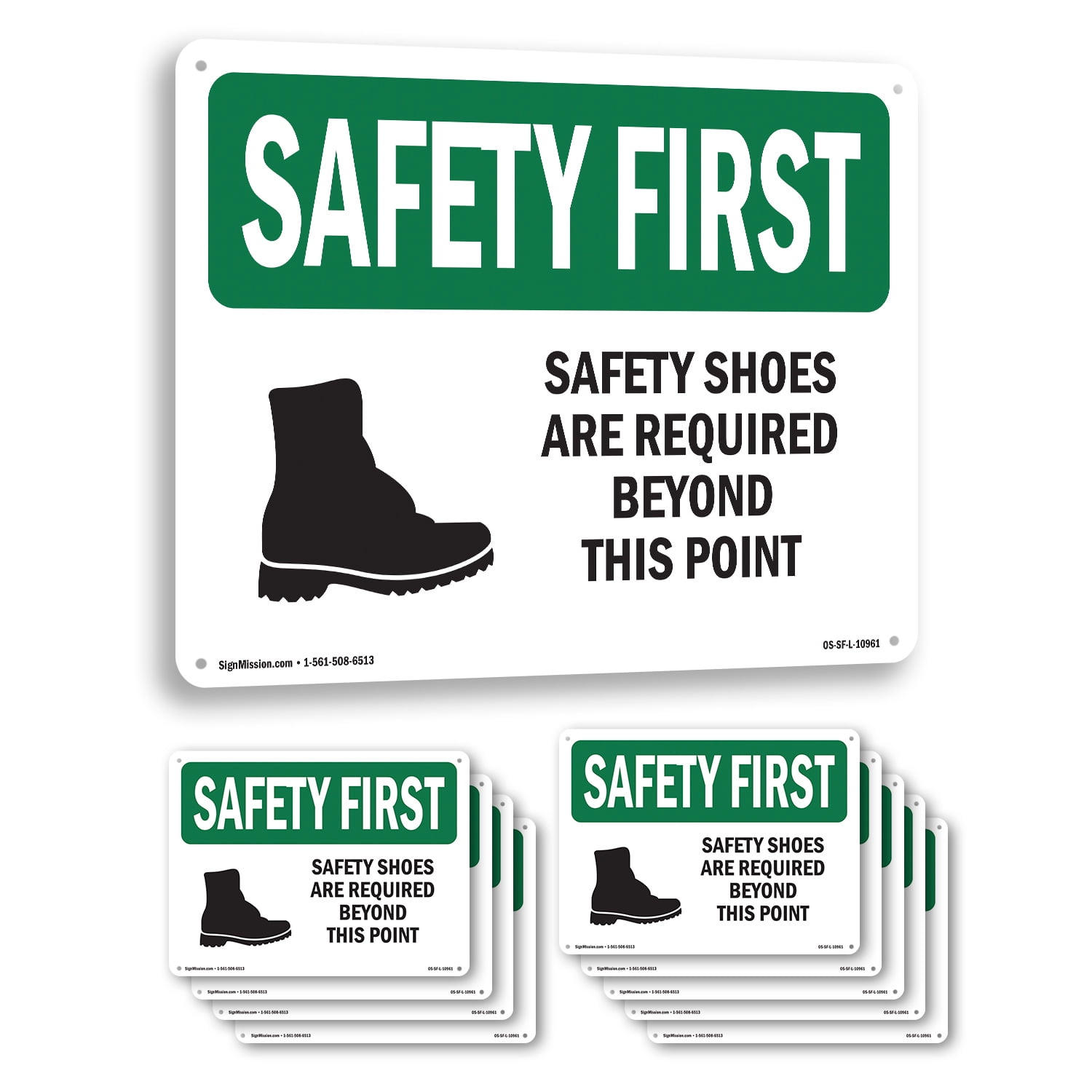 Safety Shoes Are Required Beyond With Symbol OSHA SAFETY FIRST Rigid ...