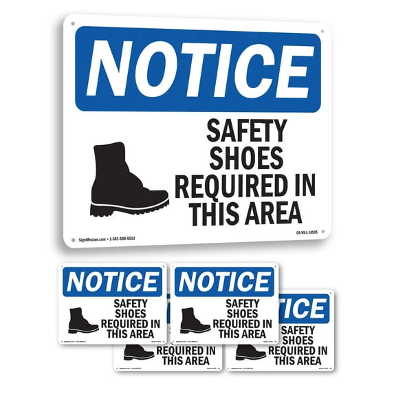 Safety Shoes Required Area Symbol OSHA Notice Rigid Plastic Sign 24 ...