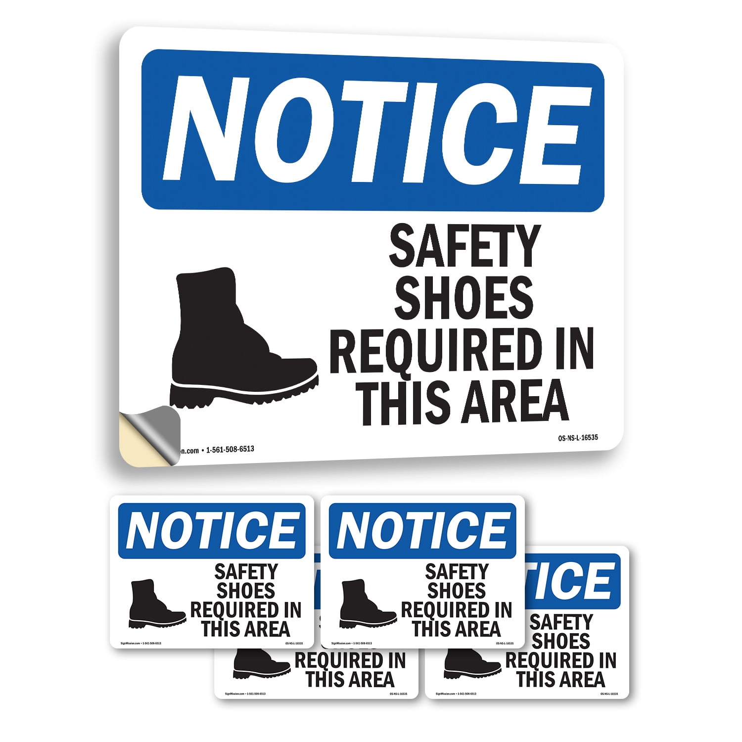Safety Shoes Required Area Symbol OSHA Notice Vinyl Decal Label 7 Inch ...