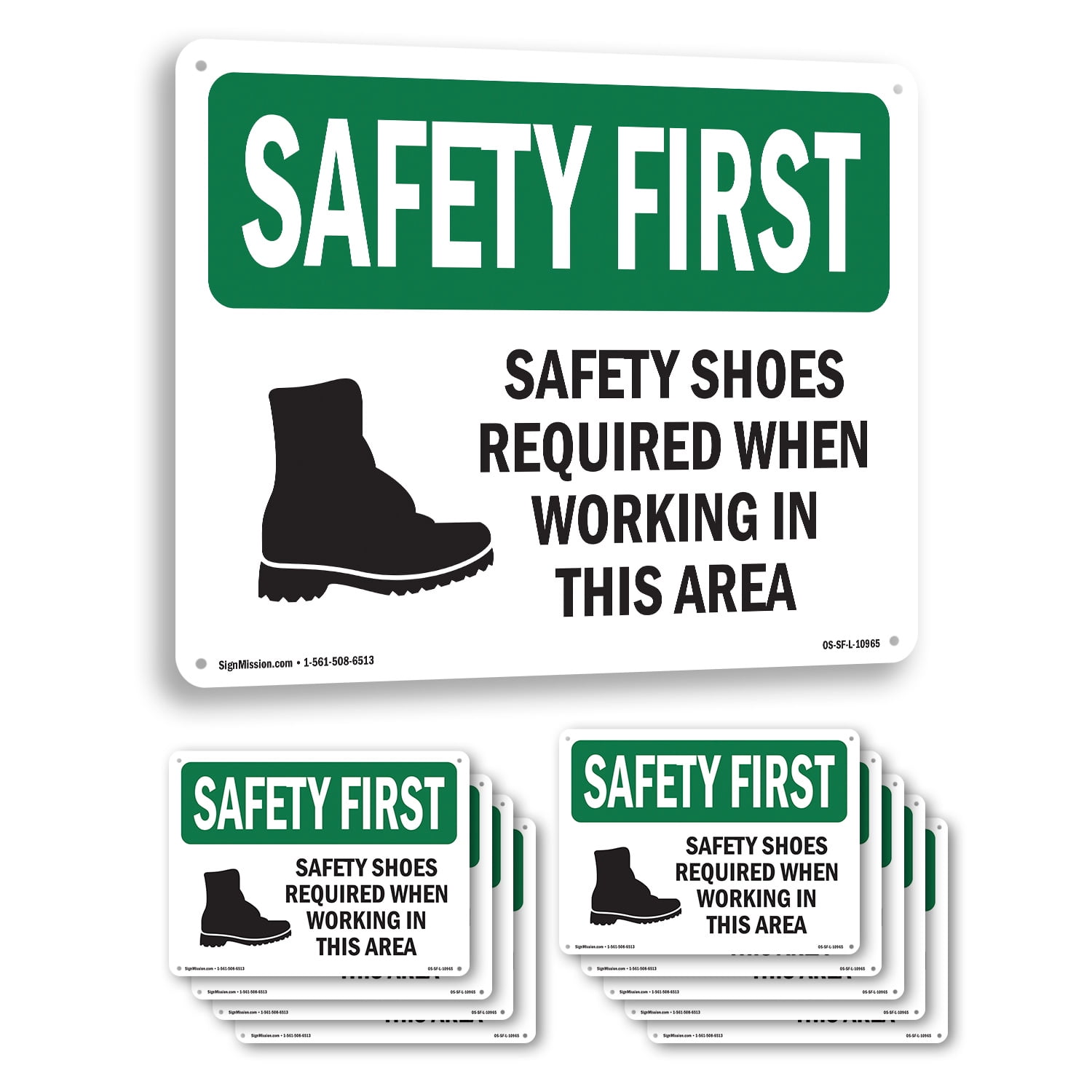 Safety Shoes Required When Working With Symbol OSHA SAFETY FIRST Rigid ...