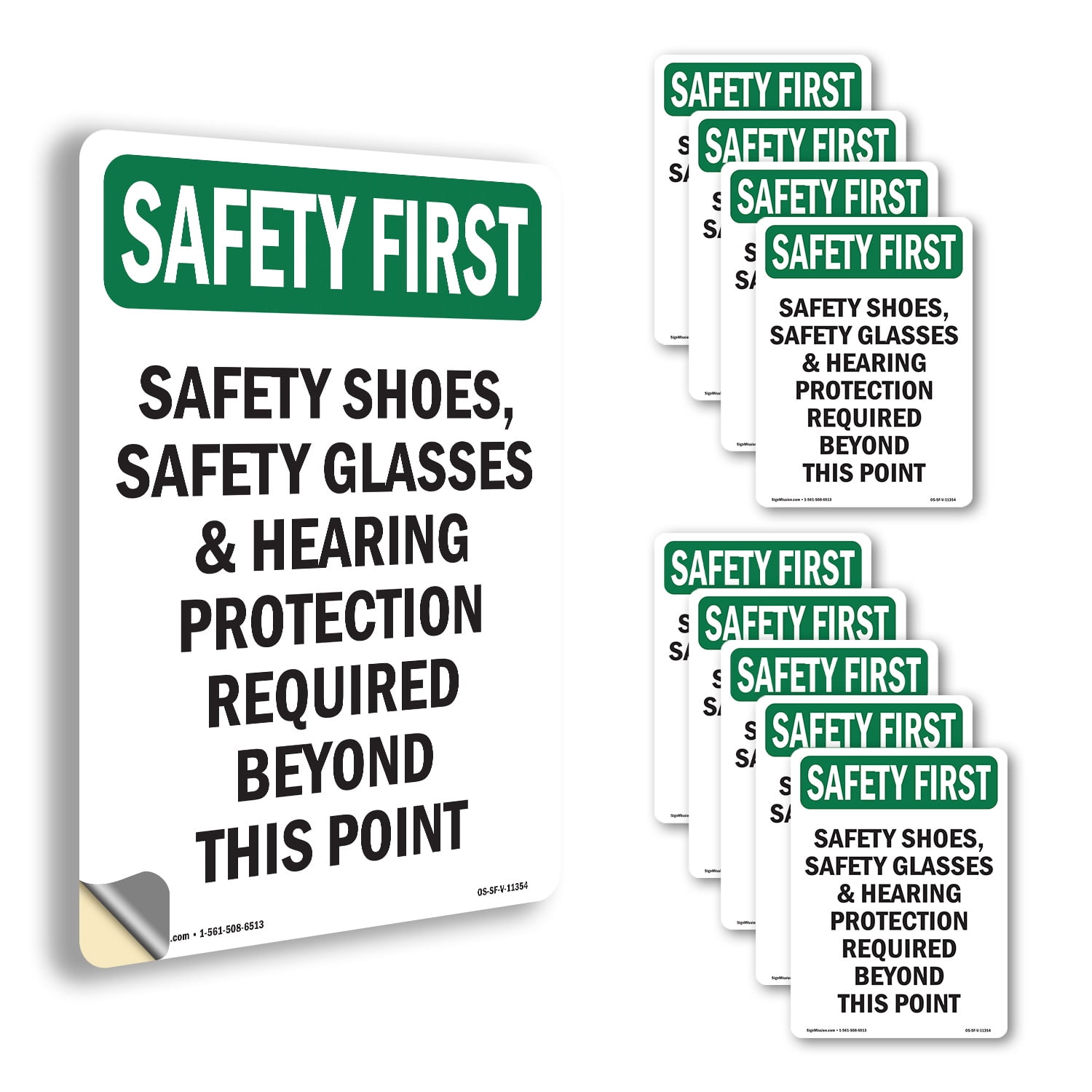 Safety Shoes Safety Glasses & OSHA SAFETY FIRST Vinyl Decal Label 10 ...