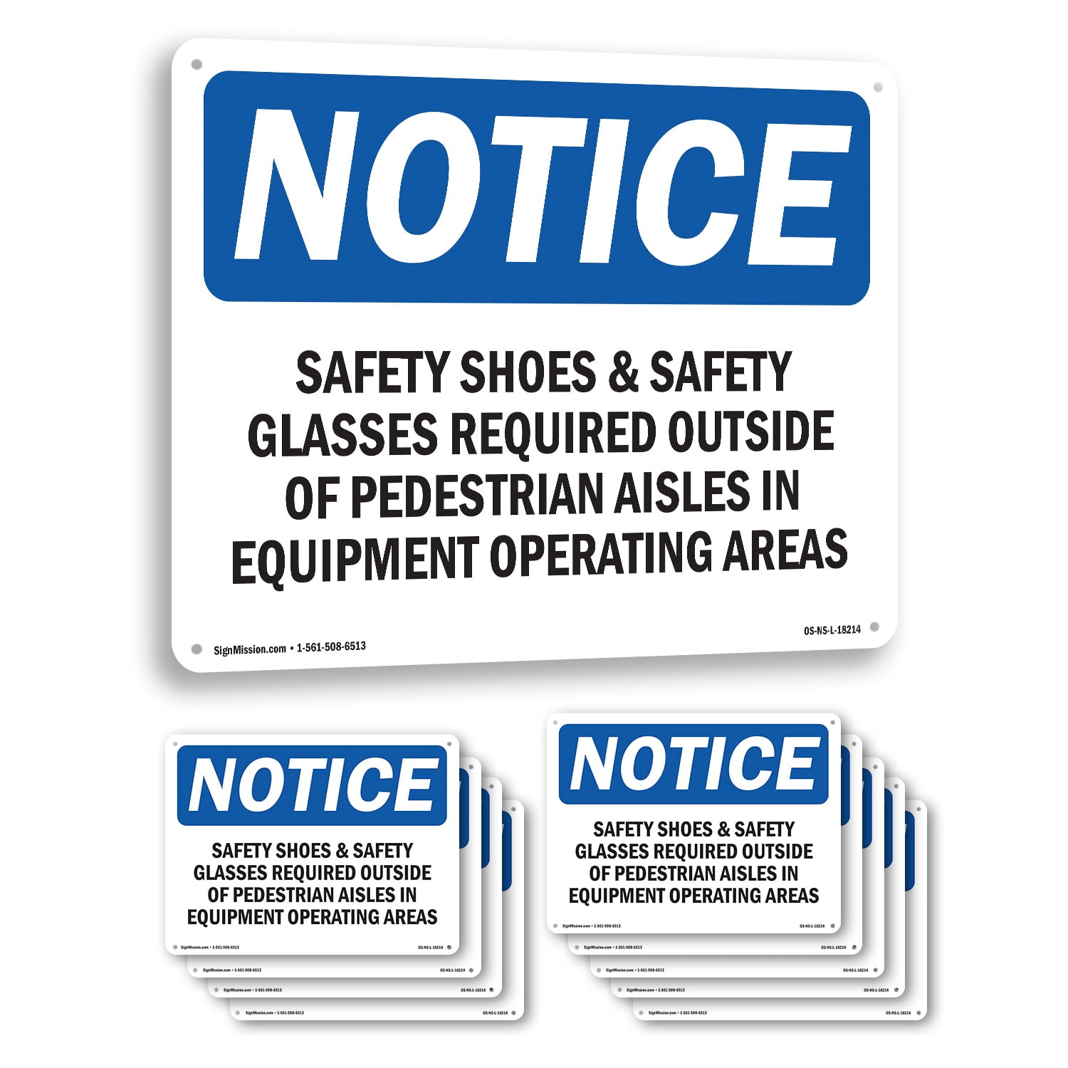 Safety Shoes & Safety Glasses Required Outside OSHA Notice Aluminum ...