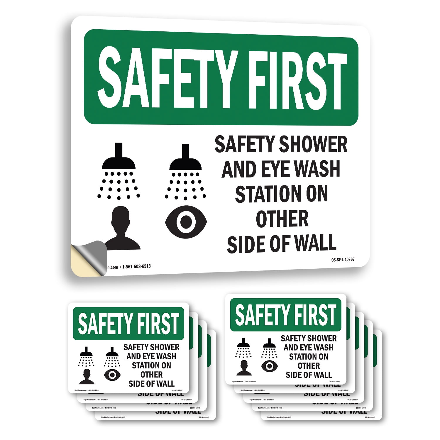 Safety Shower And Eye Wash Station With Symbol OSHA SAFETY FIRST Vinyl ...
