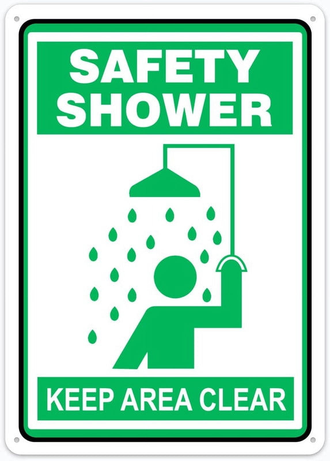 Safety Shower Keep Area Clear Caution Safety Signs, Warning Signs ...