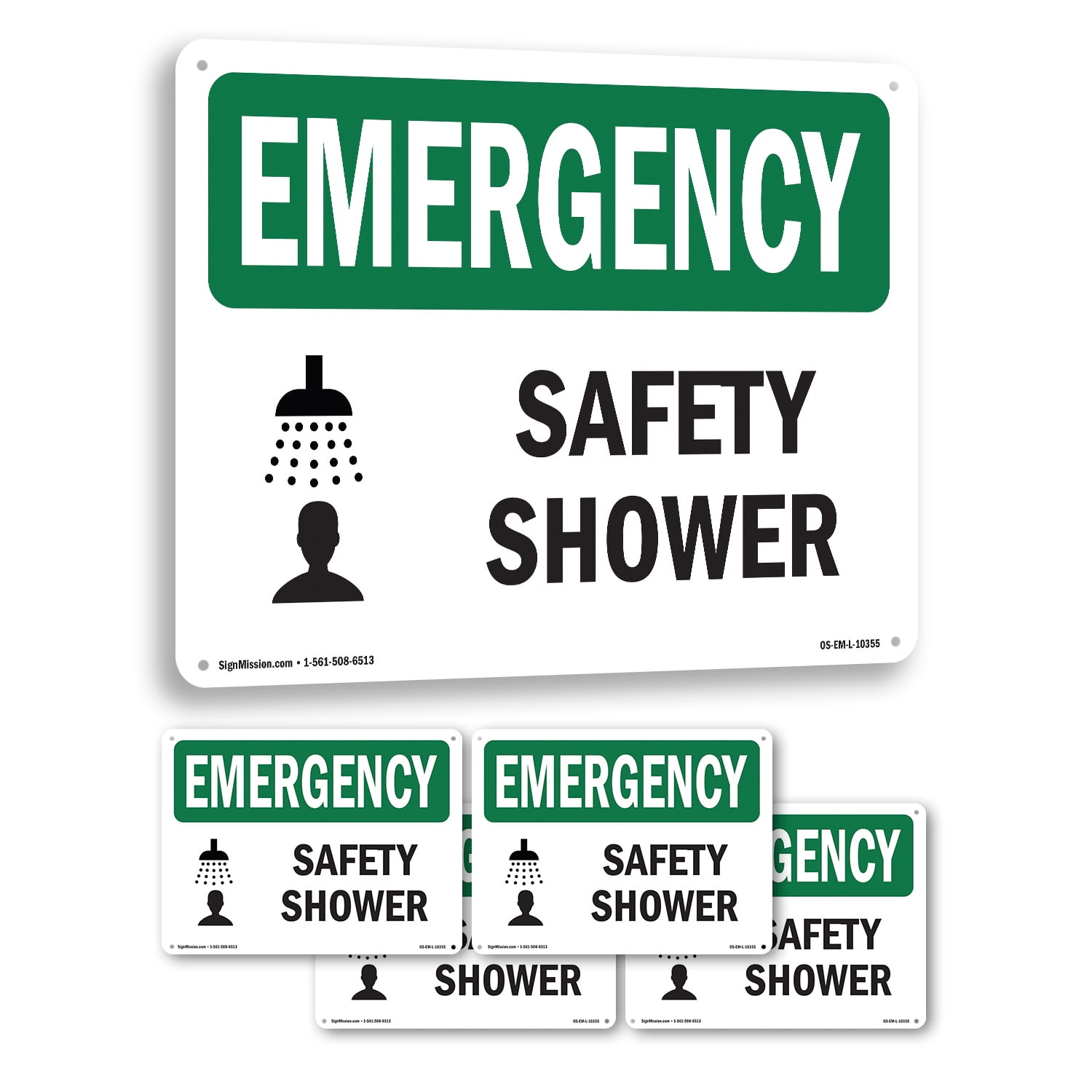 Safety Shower OSHA Emergency Rigid Plastic Sign 18 Inch x 12 Inch - 5 ...