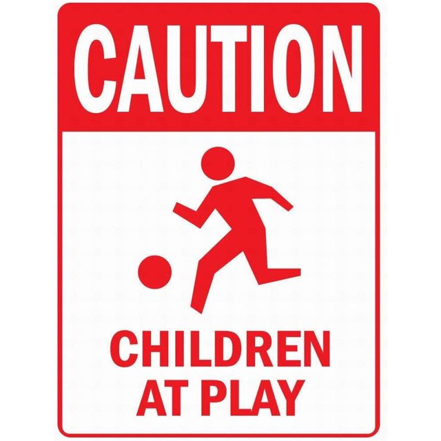 Walmart Safety Sign: 12x16 Danger, Kids/Children at Play, Red Warning ...