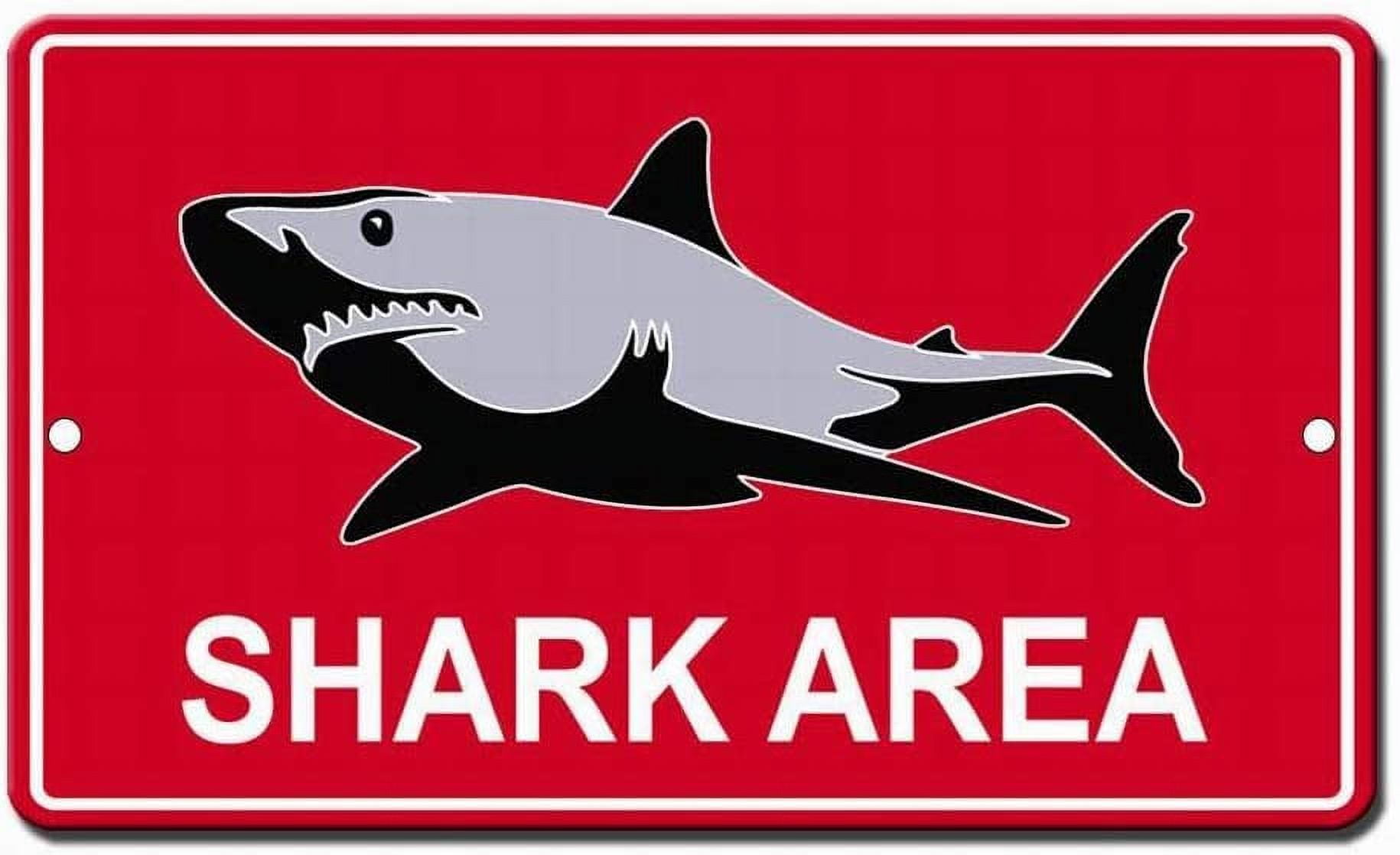 Safety Sign 12x16 Danger Sign Shark Area Warning Caution Tin Signs ...