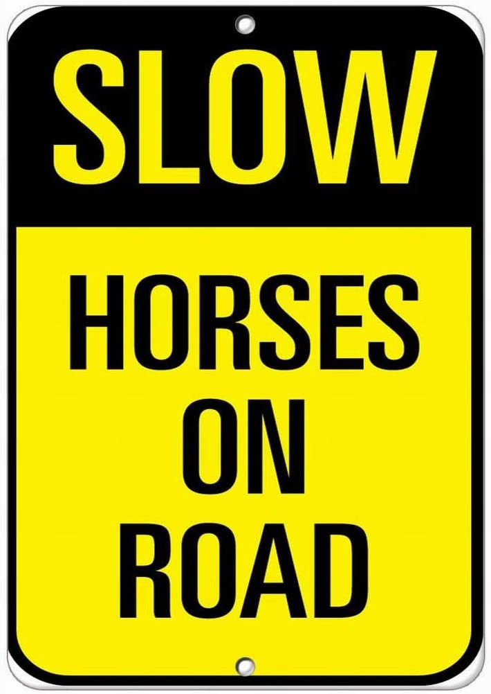 Safety Sign 12x16 Danger Sign Slow Horses On Road Traffic Sign Warning ...