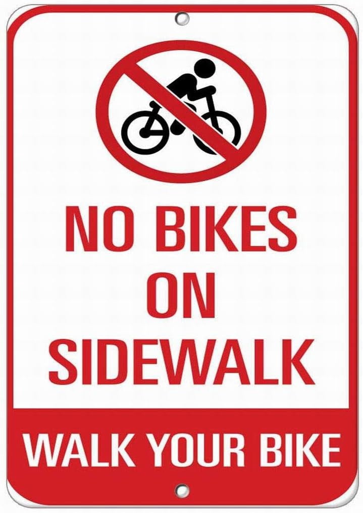 Safety Sign 12x16 No Bikes On Sidewalk Walk Your Bike Traffic Sign Road ...