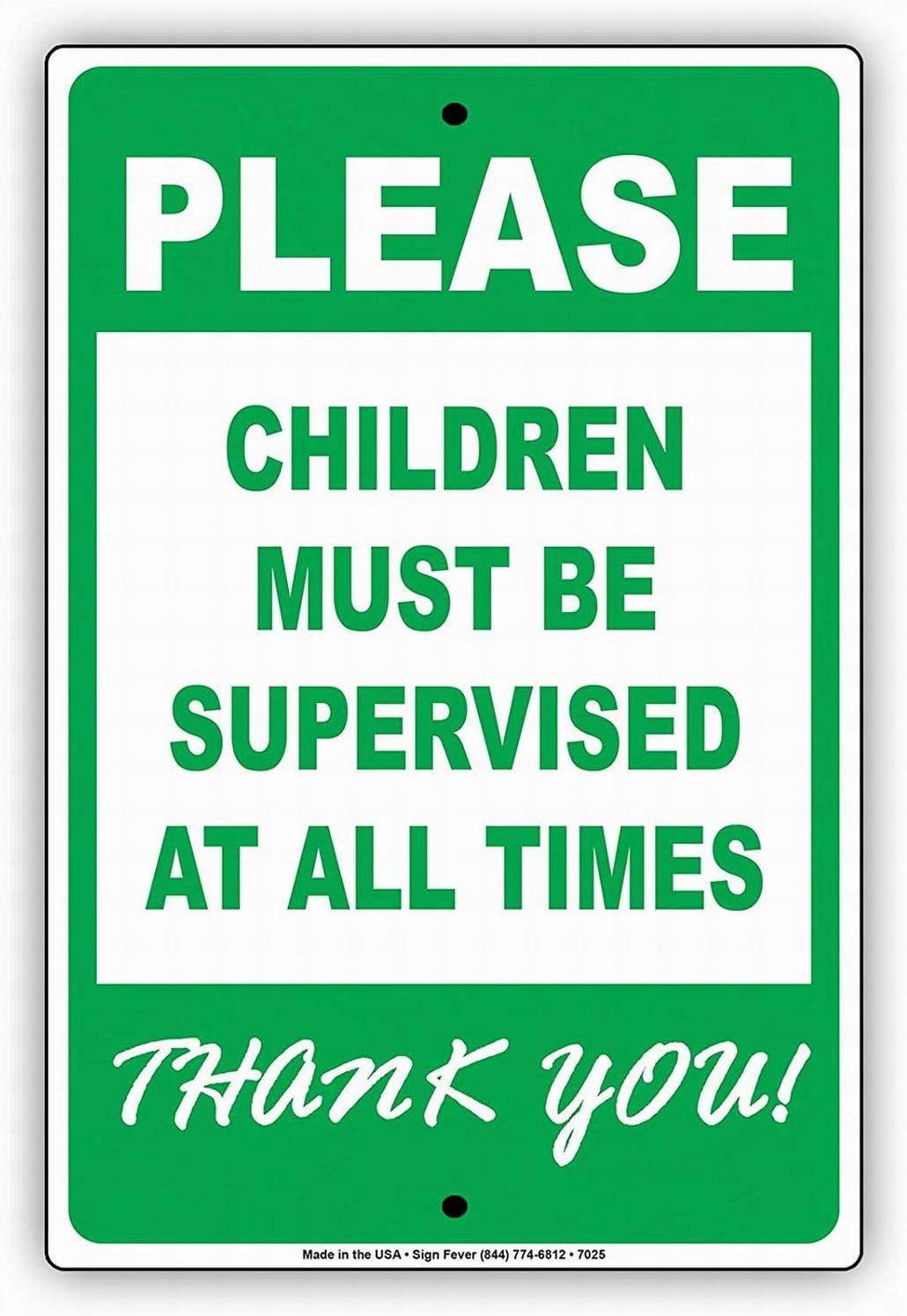 Safety Sign 8x12 Danger Sign Please Children Must Be Supervised All The ...