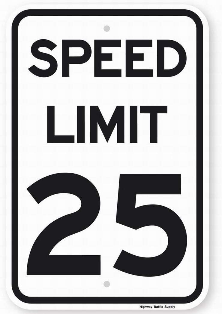 Safety Sign 8x12 Danger Sign Speed Limit 25 Mph Sign Wall Art Warning ...