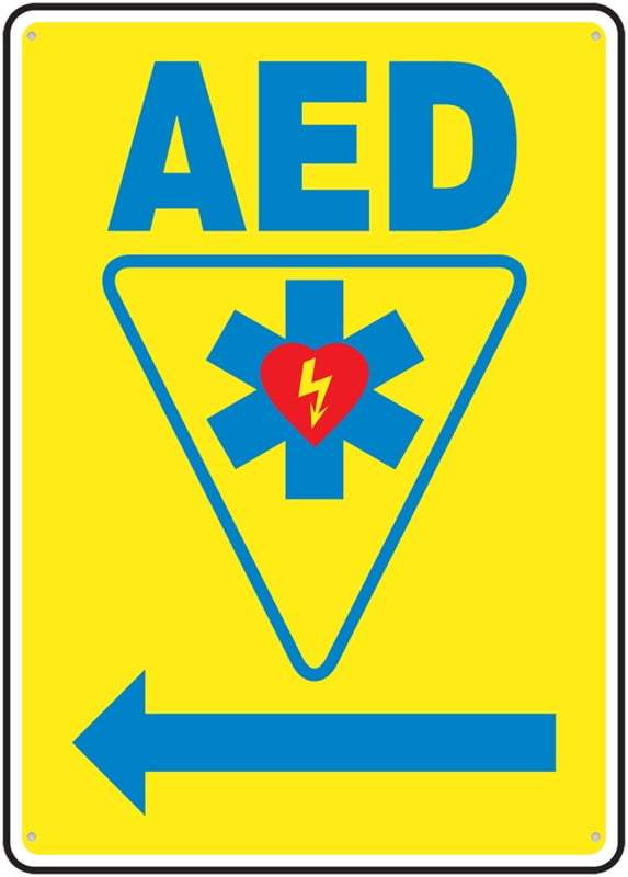 Safety Sign Aed Automated External Defibrillator Left Arrow 12 X 8 Inch ...