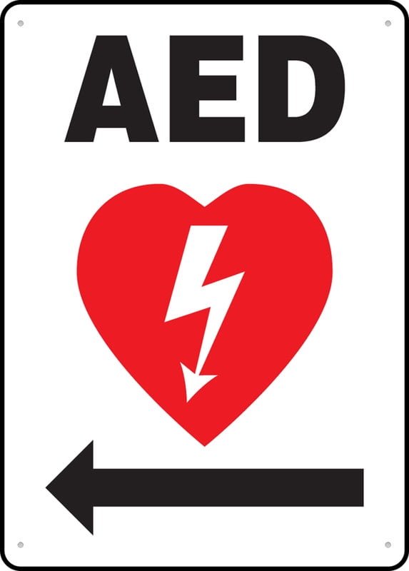 Safety Sign Aed Automated External Defibrillator Left Arrow Signs ...