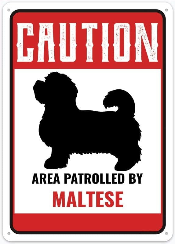 Safety Sign Caution Area Patrolled by Maltese 8"x12" Metal Tin Sign ...
