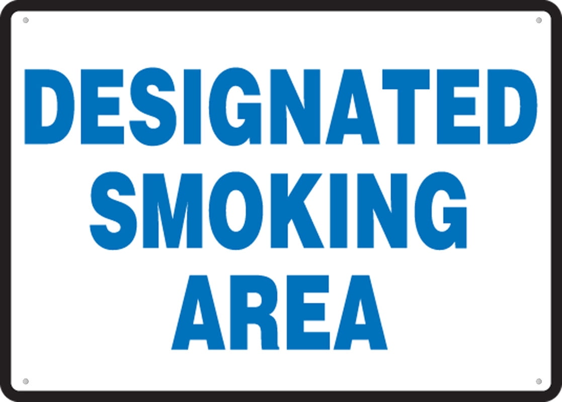 Safety Sign Designated Smoking Area Outdoor Signs Aluminum 12X8 Inch Uv ...