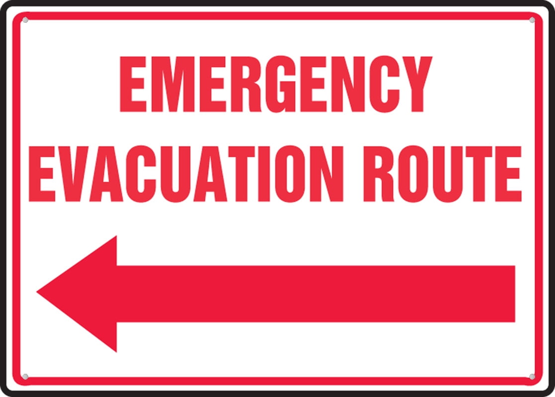Safety Sign Emergency Evacuation Route Left Arrow For Home 12X8 Inch ...