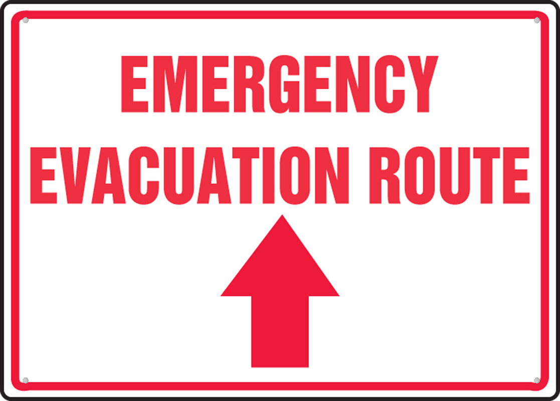 Safety Sign Emergency Evacuation Route Up Arrow For House Door Office ...