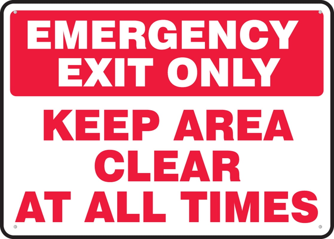 Safety Sign Emergency Exit Only Keep Area Clear At All Times Metal 12X8 ...