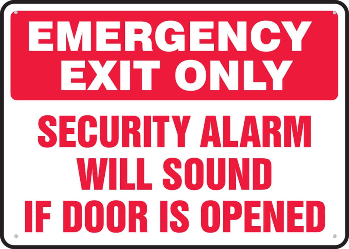 Safety Sign Emergency Exit Only Security Alarm Will Sound If Door Is ...