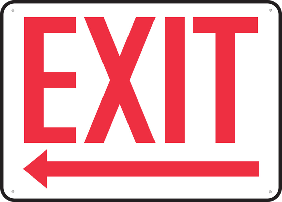 Safety Sign Exit Left Arrow Below Aluminum 8X12 Inch Uv Ink Printed For ...