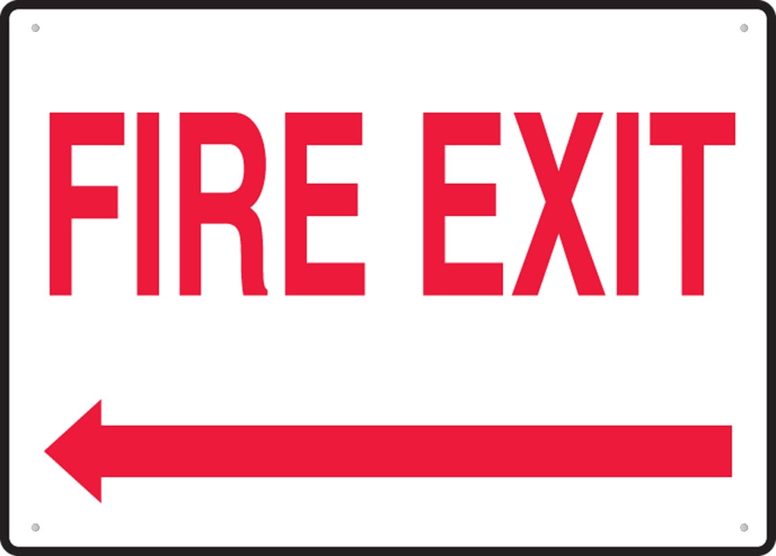 Safety Sign Fire Exit Left Arrow Signs Outdoor, Uv Printed Aluminum 12 ...