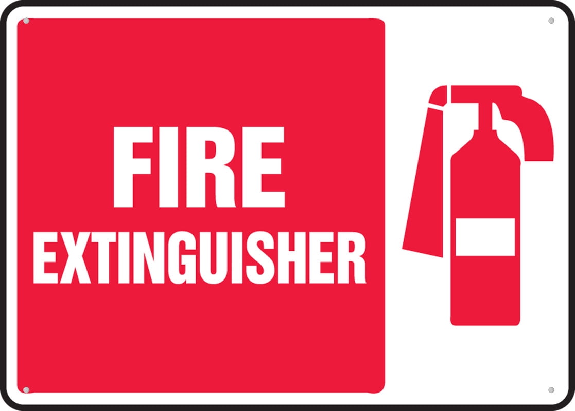 Safety Sign Fire Extinguisher Graphic 8X12 Inch Rust Free Aluminum Easy ...