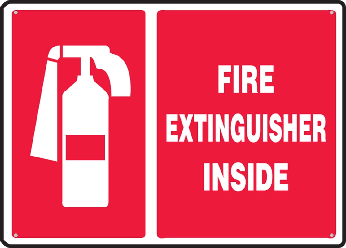 Safety Sign Fire Extinguisher Inside Graphic Metal 12X8 Inch Rust Free ...
