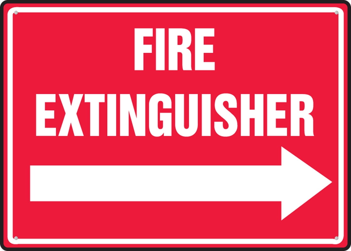 Safety Sign Fire Extinguisher Right Arrow 12 X 8 Inch Metal Sign ...