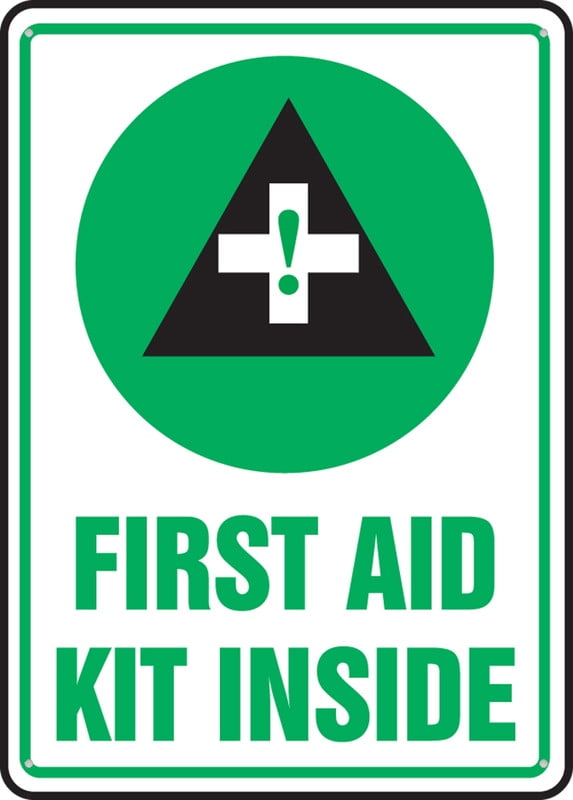 Safety Sign First Aid Kit Inside 12 X 8 Inch Metal Sign, Rustproof ...