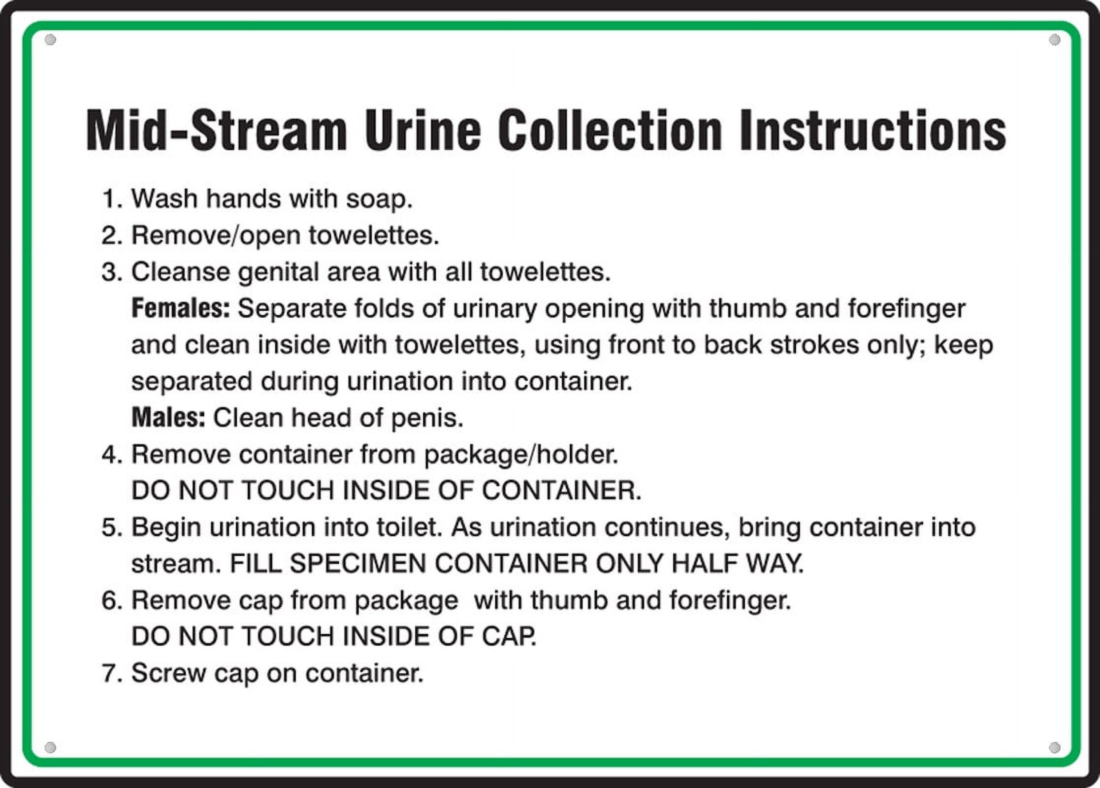 Safety Sign Mid Stream Urine Collection Instructions For Business 8"X12 ...