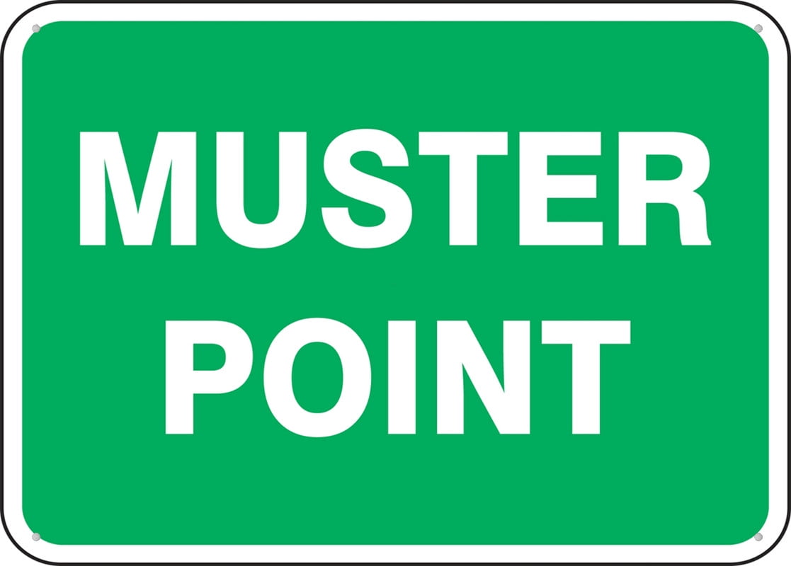 Safety Sign Muster Point Signs Outdoor, Uv Printed Aluminum 12 X 8 In ...