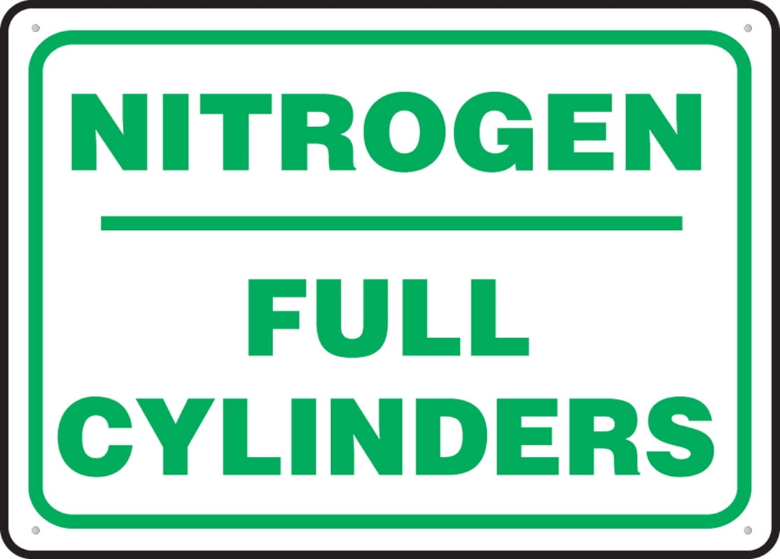 Safety Sign Nitrogen Full Cylinders Metal 8X12 Inch Rust Free Aluminum ...