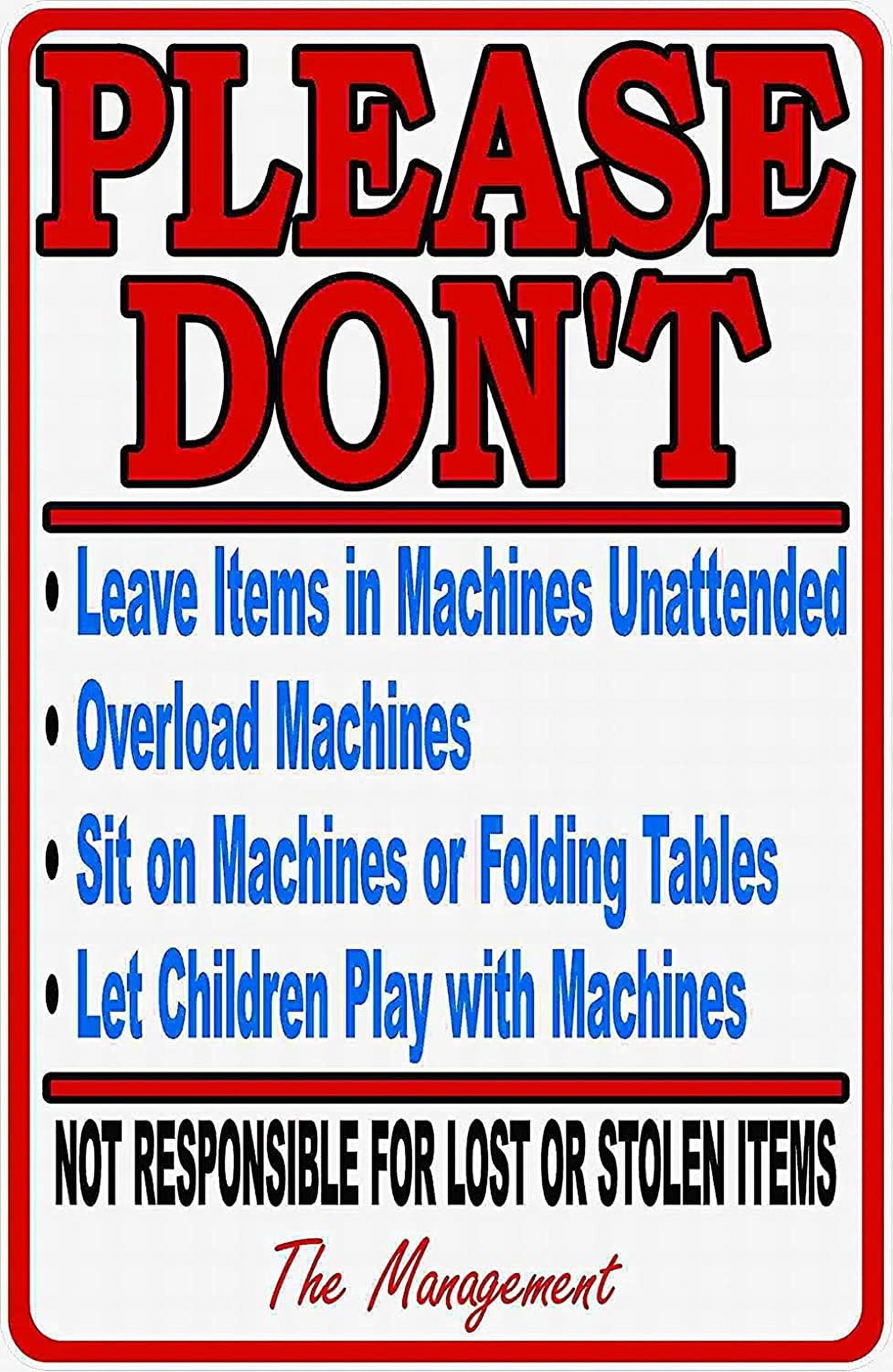 Safety Sign Notice Danger Warning 12x16 Tin Sign Decor Laundromat Rules ...