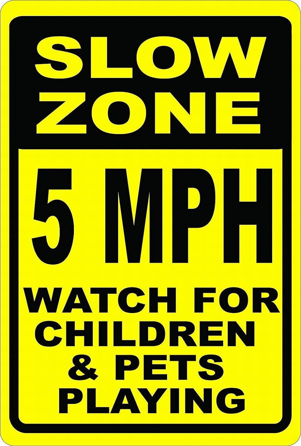 Safety Sign Notice Danger Warning 8x12 Tin Sign Decor Slow Zone 5 MPH ...