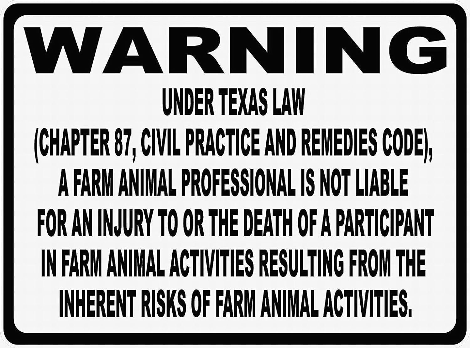 Safety Sign Notice Danger Warning 8x12 Tin Sign Decor Texas Equine ...