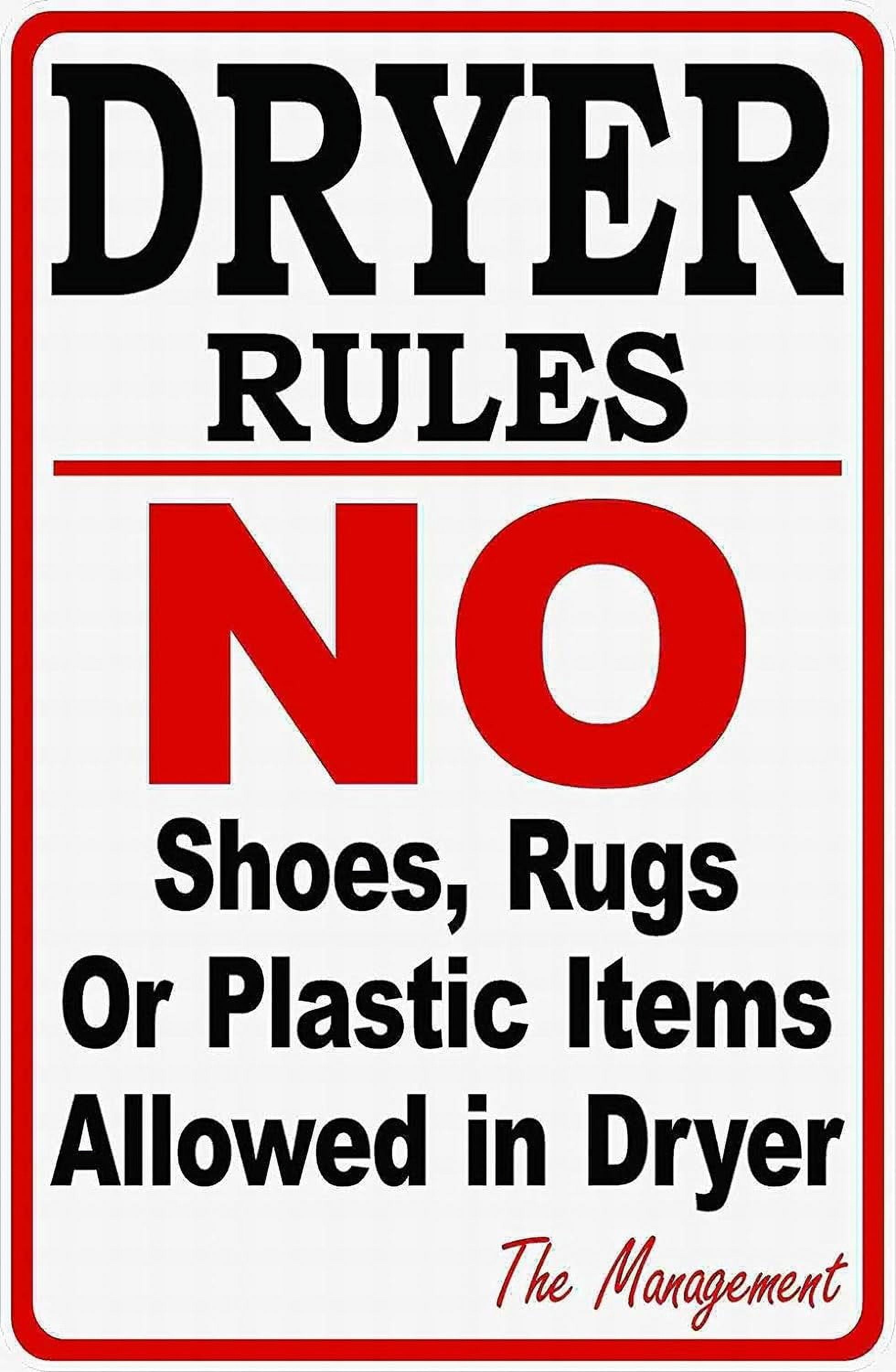 Safety Sign Notice Danger Warning 8x12 Tin Sign Dryer Rules Laundromat ...