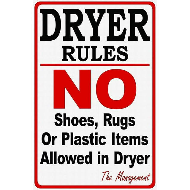 Safety Sign Notice Danger Warning 8x12 Tin Sign Dryer Rules Laundromat ...