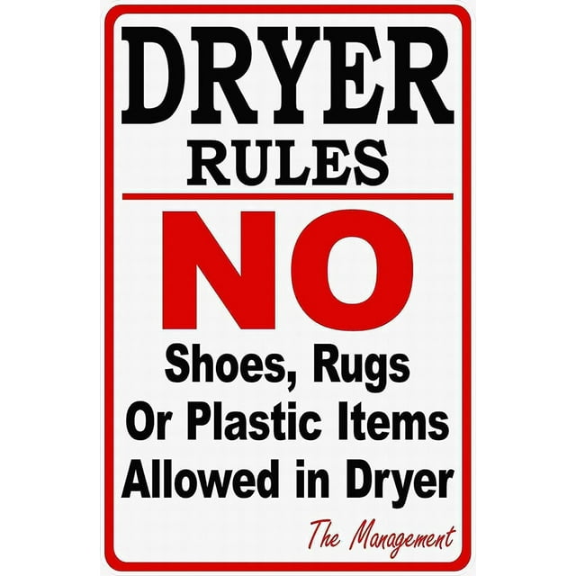 Safety Sign Notice Danger Warning 8x12 Tin Sign Dryer Rules Laundromat ...