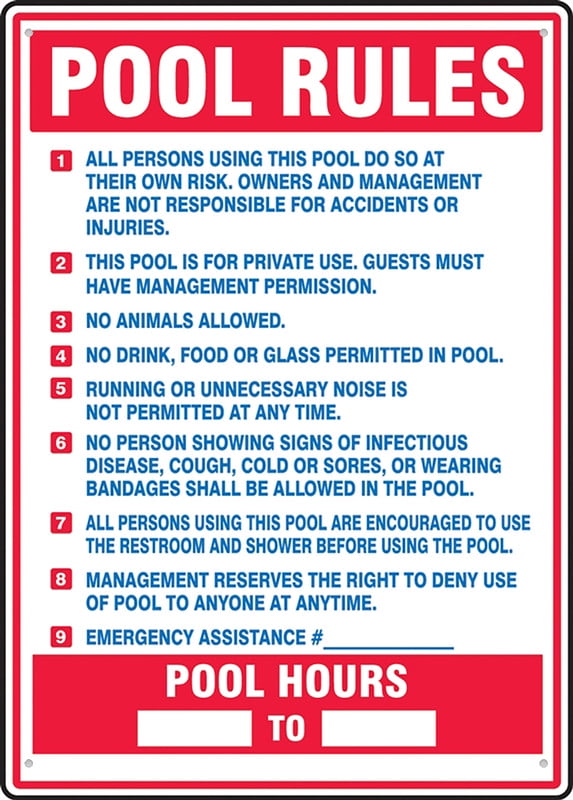 Safety Sign Pool Rules 8"X12" Rust Free Aluminum Signs Outdoor, Metal ...