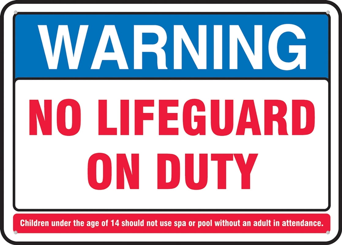 Safety Sign Pool Rules Warning No Lifeguard On Duty Metal 8X12 Inch ...