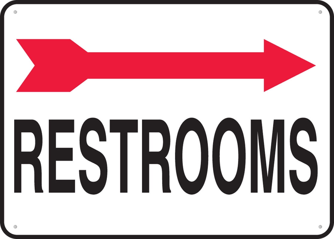 Safety Sign Restrooms With Arrow Right 12X8 Inch Aluminum Uv Ink ...