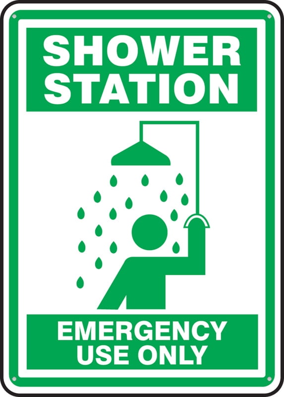 Safety Sign Shower Station Emergency Use Only Metal 12X8 Inch Rust Free ...