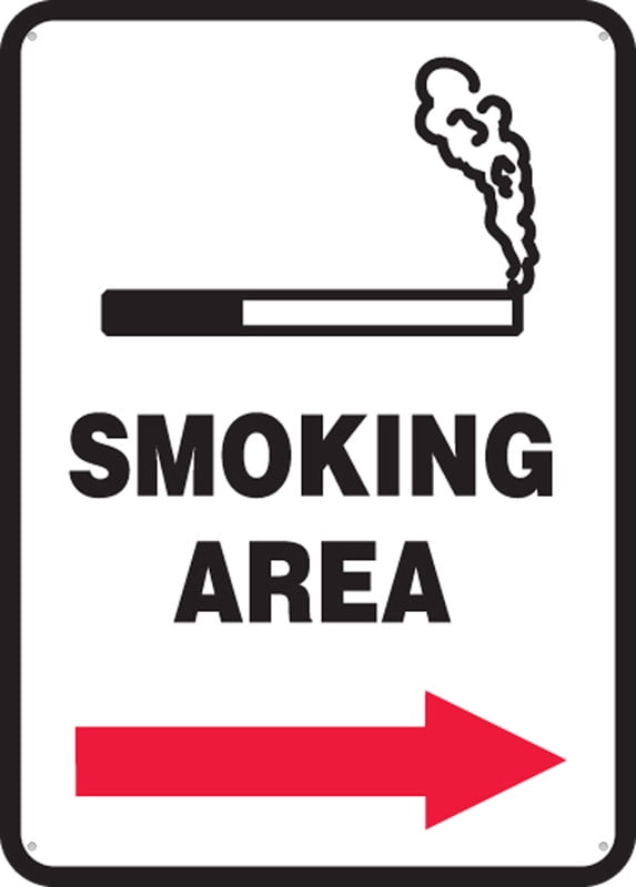 Safety Sign Smoking Area 12X8 Inches Metal Aluminum Signs, Weather ...