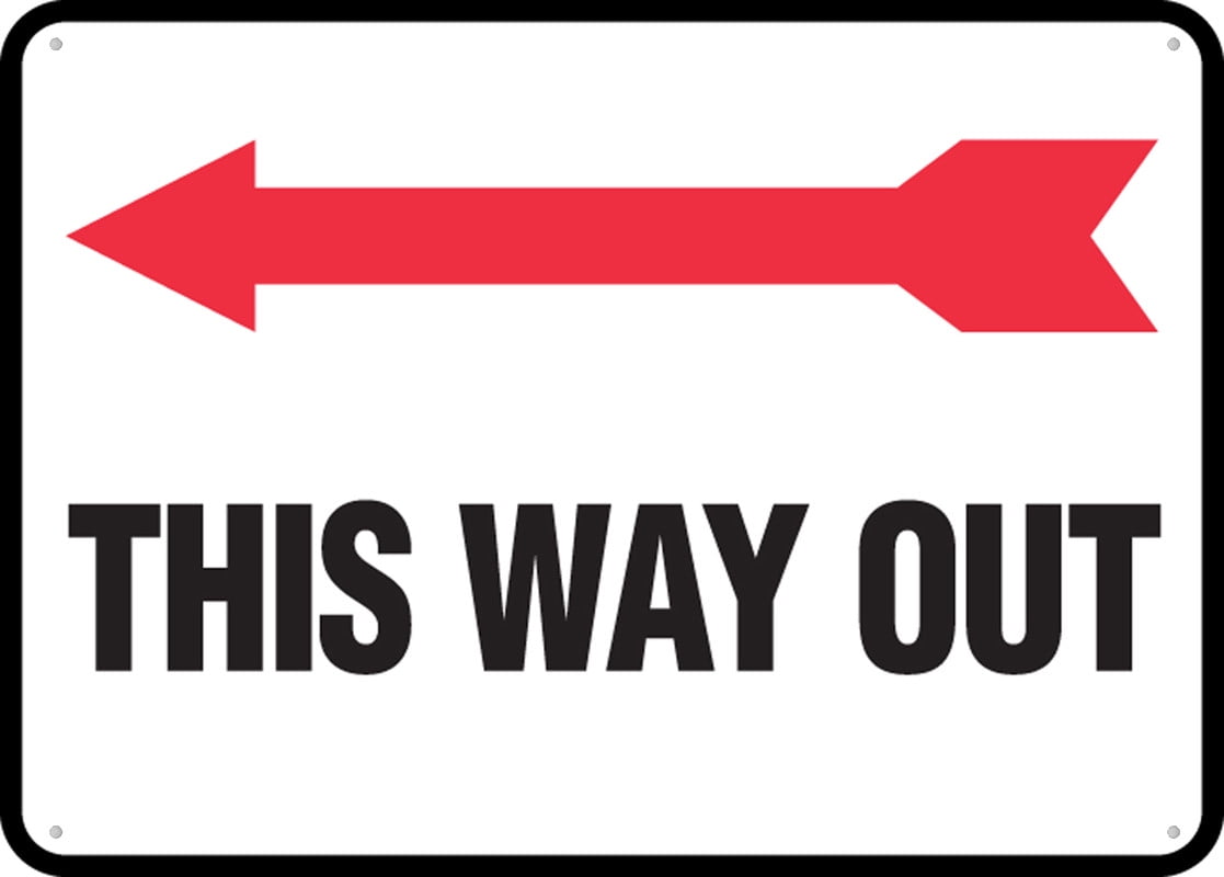 Safety Sign This Way Out Arrow Left 8X12 Inch Rust Free Aluminum Easy ...