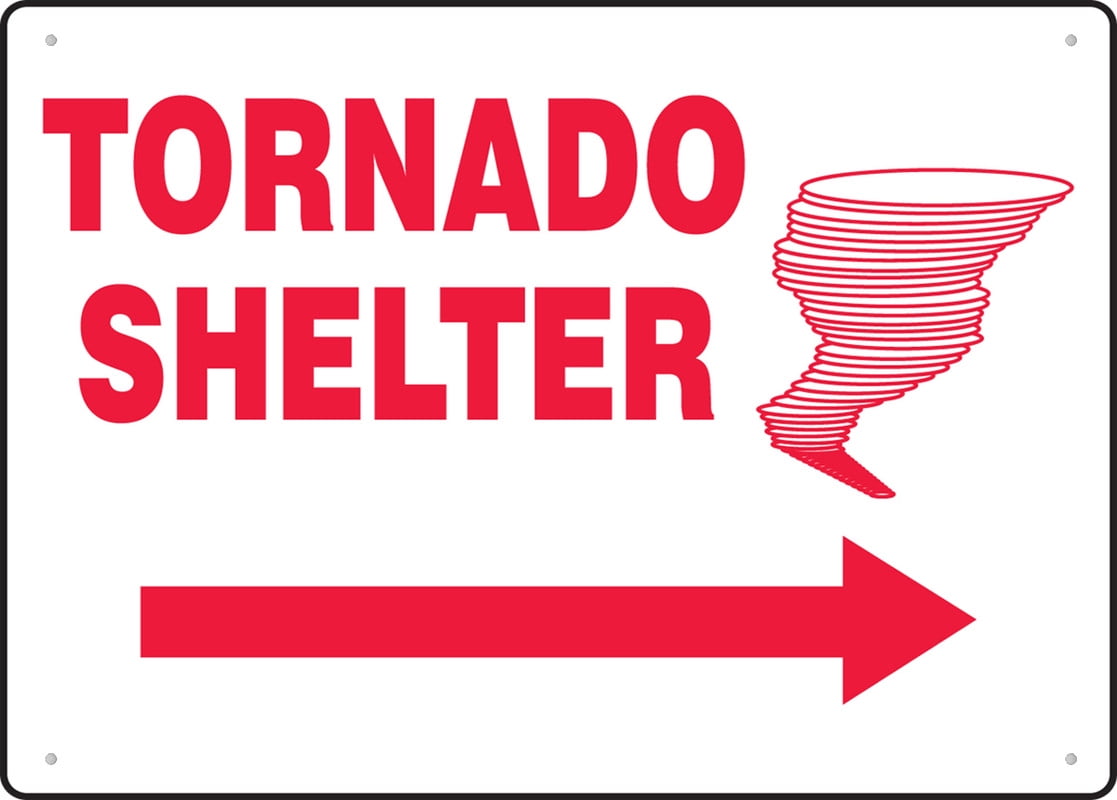 Safety Sign Tornado Shelter Graphic And Right Arrow Signs Outdoor, Uv ...