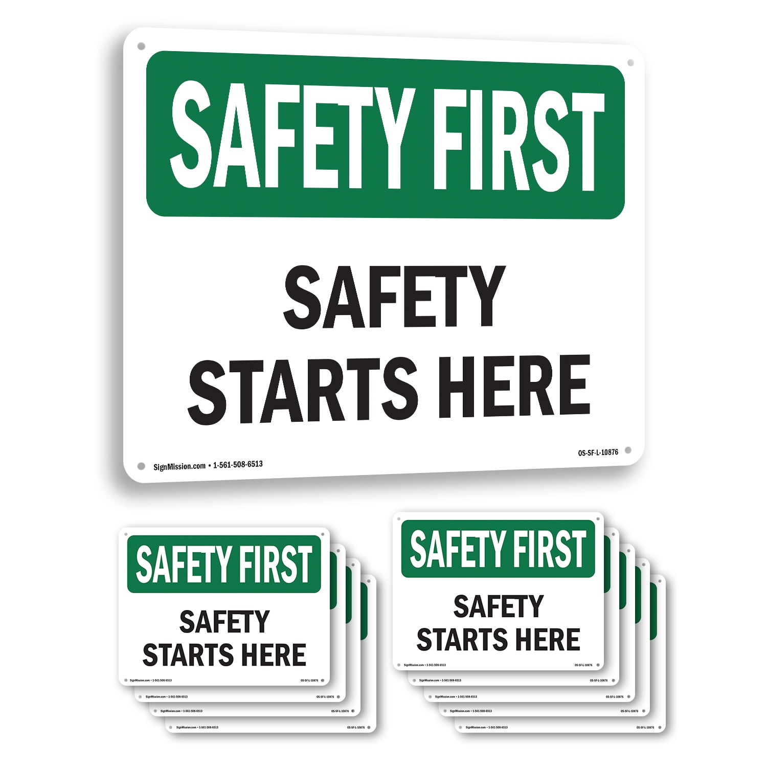 Safety Starts Here OSHA SAFETY FIRST Rigid Plastic Sign 10 Inch x 7 Inch - 10 Pack - Walmart.com